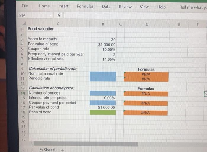 Solved File Home Insert Formulas Data Review View Help Tell | Chegg.com
