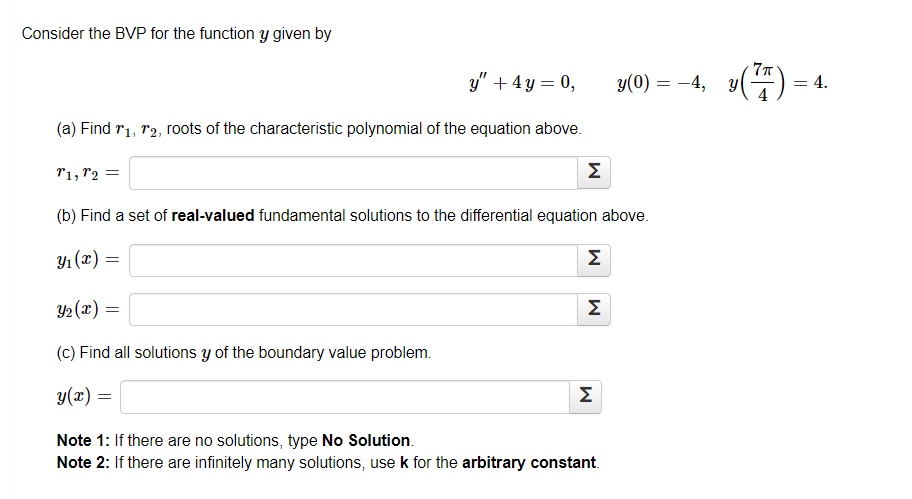 Solved Consider the BVP for the function y ﻿given | Chegg.com