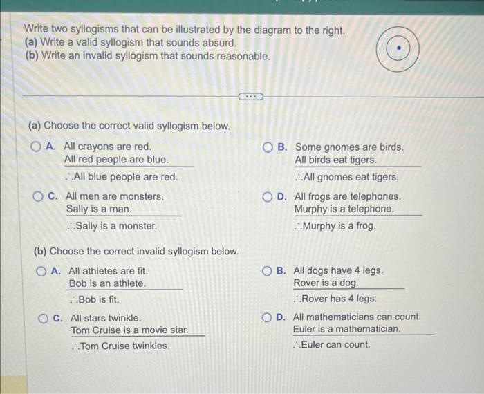 Solved Write two syllogisms that can be illustrated by the | Chegg.com Solved Write two syllogisms that can be illustrated by the | Chegg.com