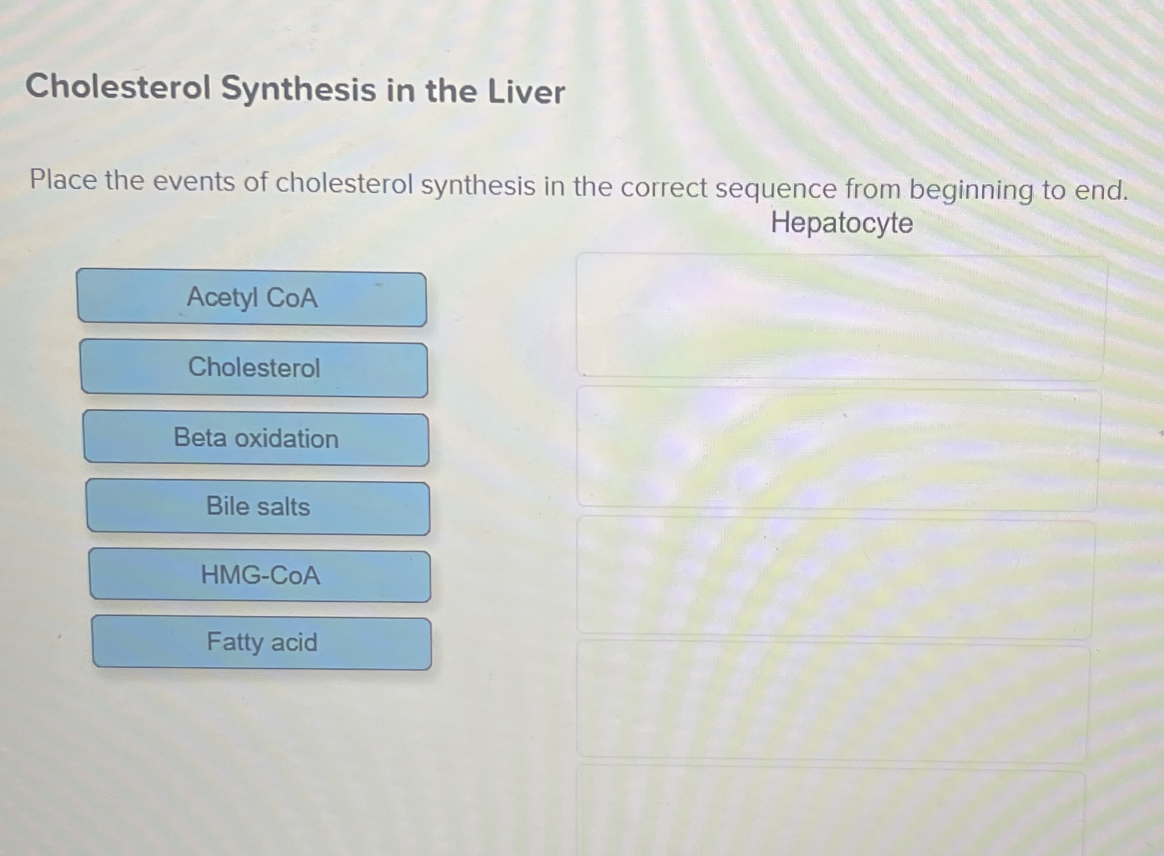 Solved Cholesterol Synthesis in the LiverPlace the events of | Chegg.com