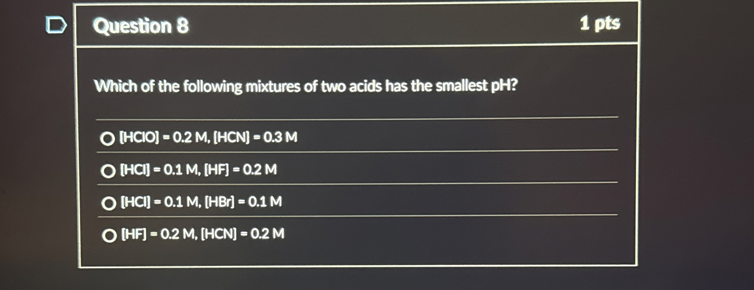 Solved Question 81 ﻿ptsWhich of the following mixtures of | Chegg.com