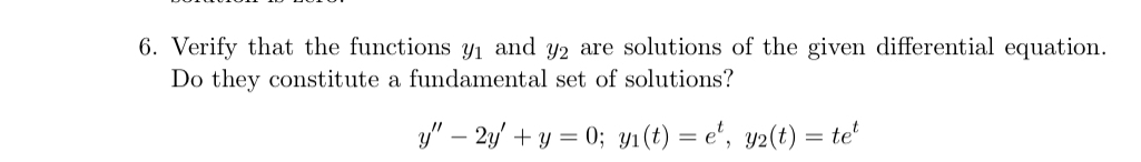 Solved Verify that the functions y1 ﻿and y2 ﻿are solutions | Chegg.com
