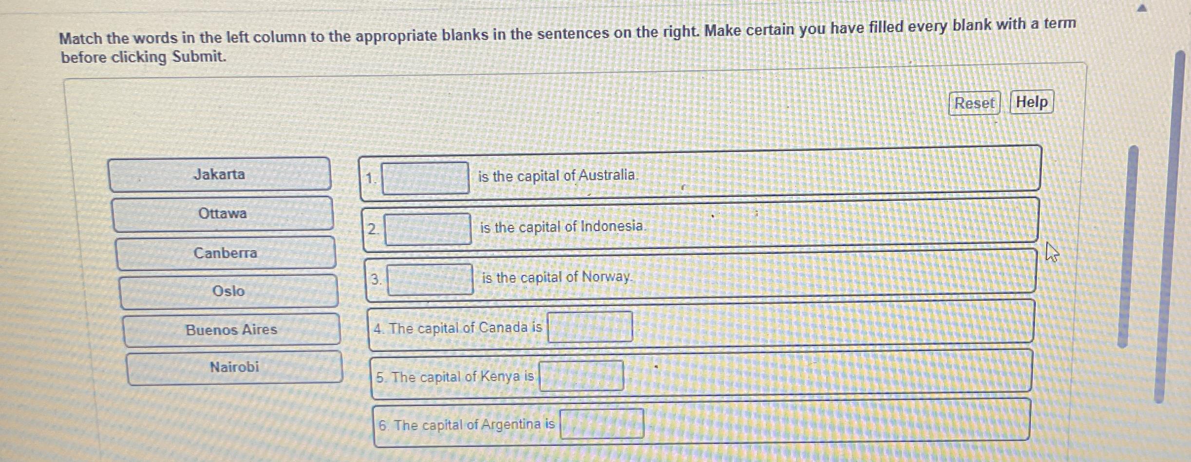Solved Match the words in the left column to the appropriate | Chegg.com