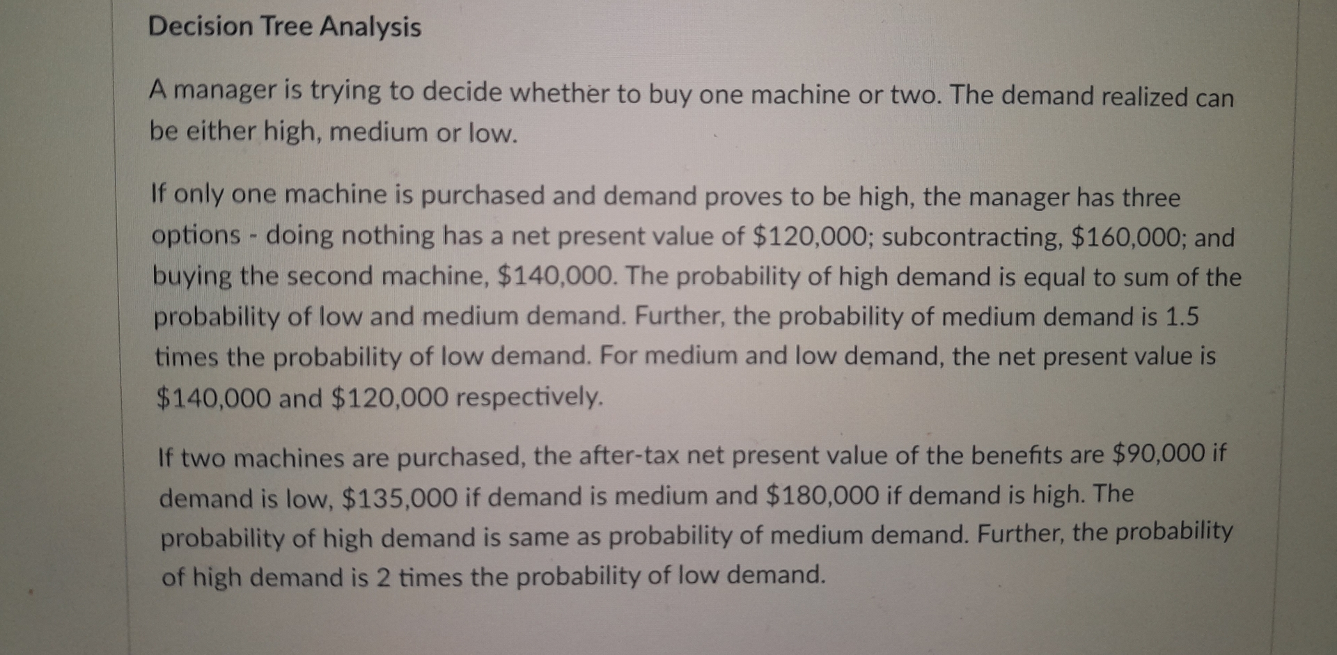 Solved Decision Tree AnalysisA manager is trying to decide | Chegg.com