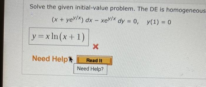 Solved Solve the given initial-value problem. The DE is | Chegg.com