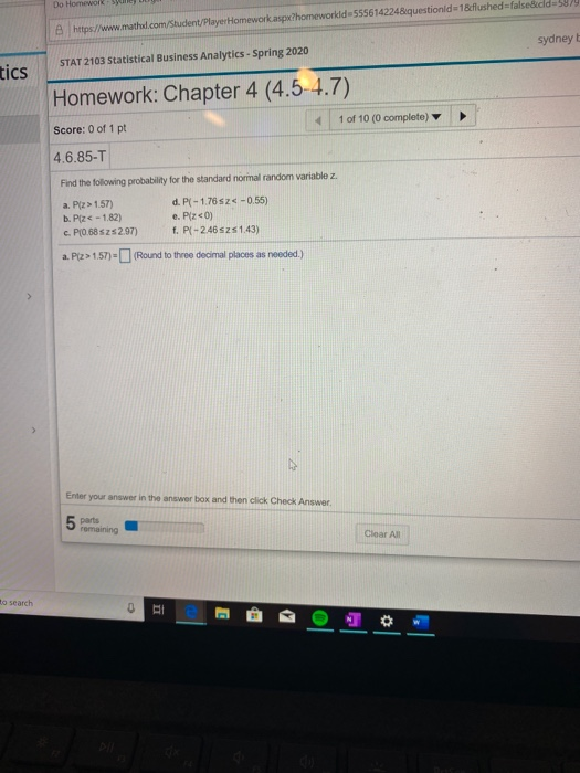 Solved https//www.math.com/Student/Player Homework | Chegg.com