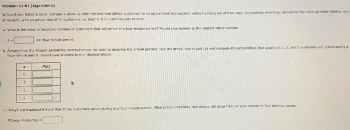 Solved Problem 11-03 (Algorithmie) Willowbrook won an perwer | Chegg.com