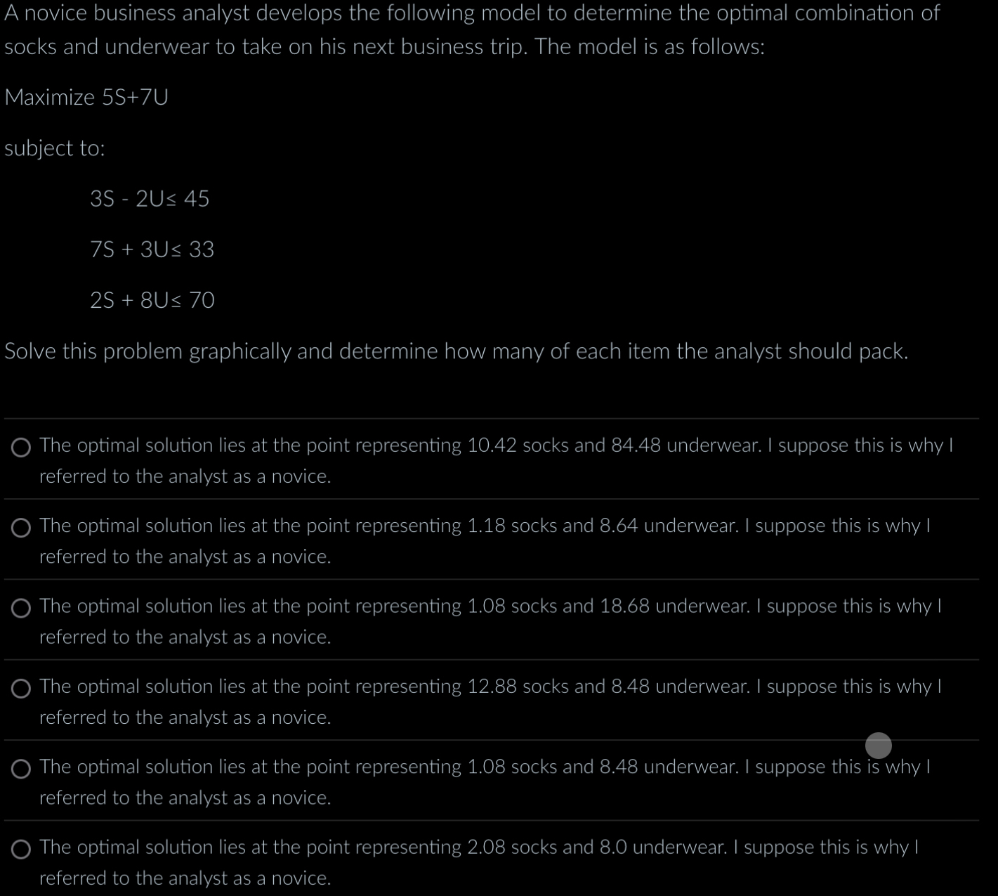 Solved A novice business analyst develops the following | Chegg.com