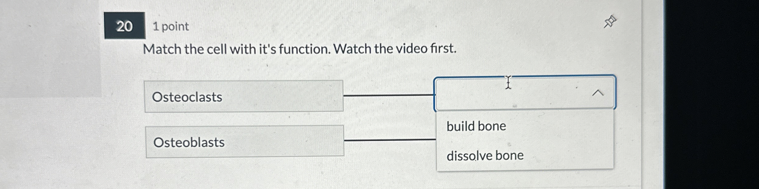 Solved 20 1 ﻿pointMatch the cell with it's function. Watch | Chegg.com