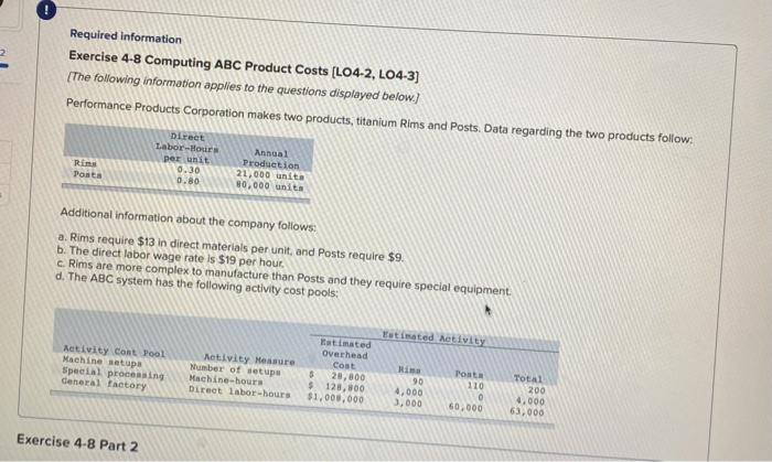 Solved Required information Exercise 4-8 Computing ABC | Chegg.com