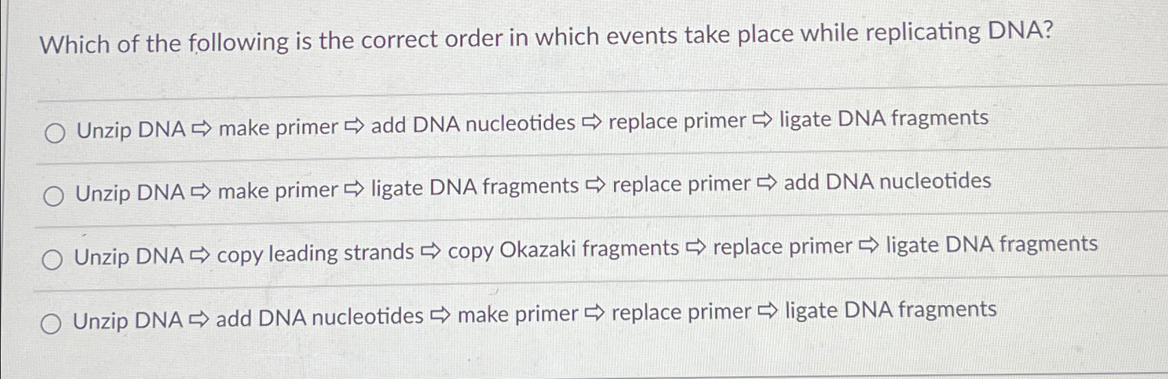 Solved Which of the following is the correct order in which | Chegg.com