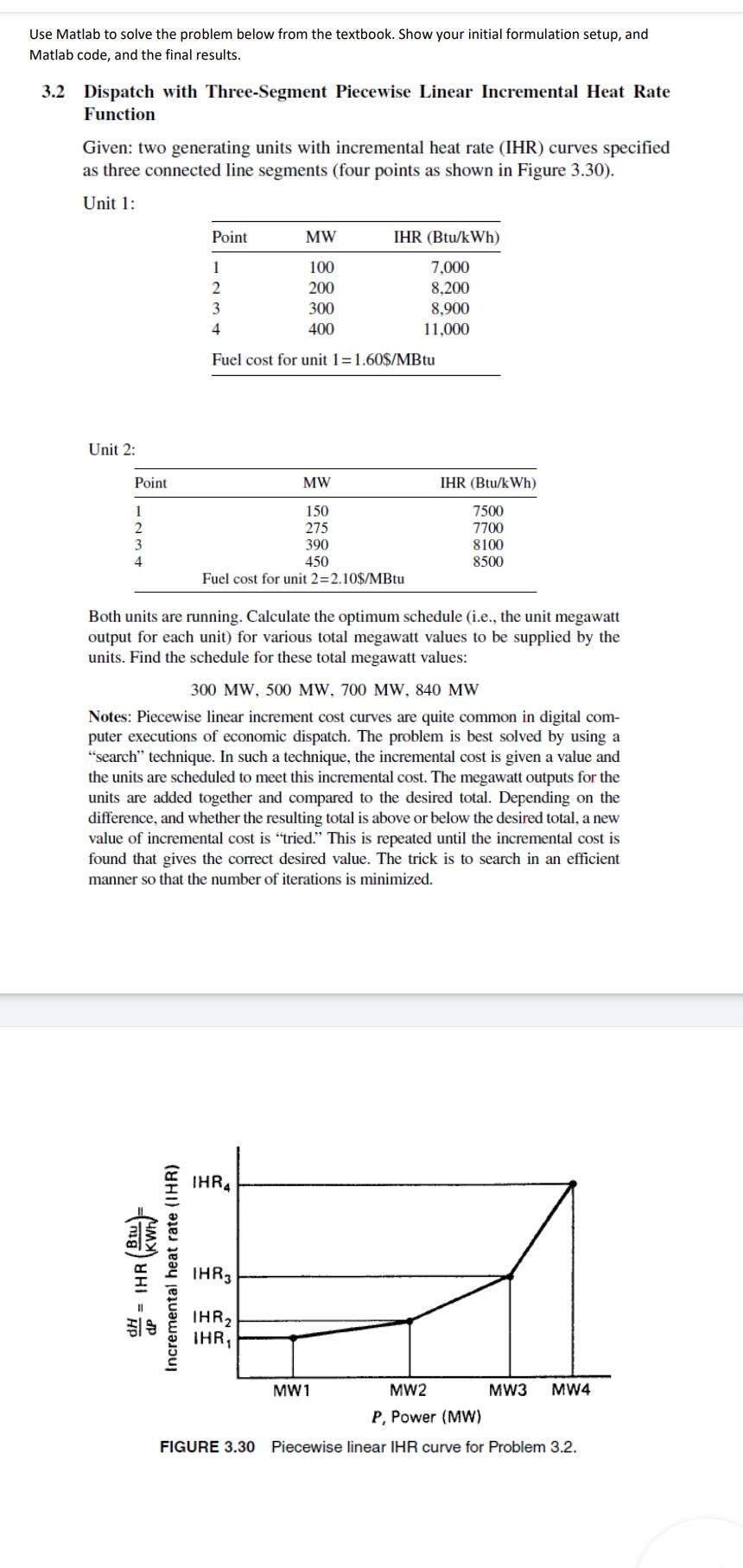 Solved Write A Matlab Code Using The Lamda Iteration Method 7087