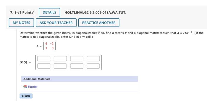 Solved Determine whether the given matrix is diagonalizable; | Chegg.com