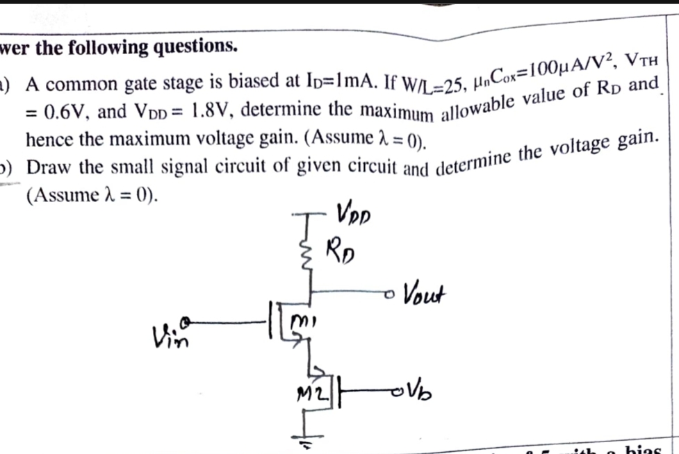 wer the following questions.A common gate stage is | Chegg.com