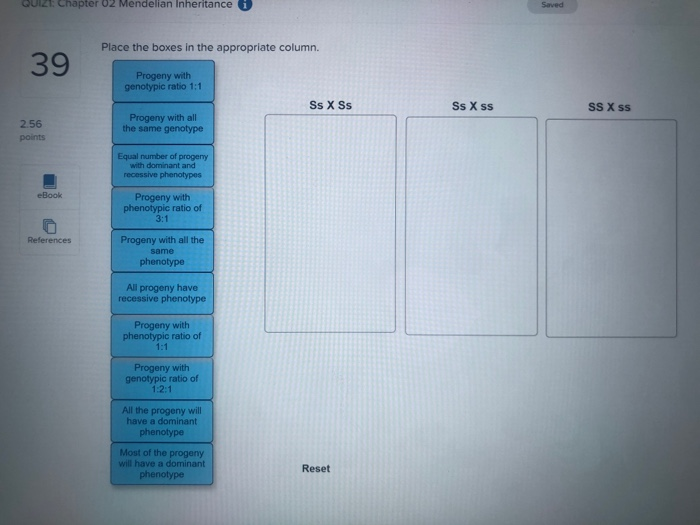 Solved QUIZI: Chapter 02 Mendelian Inheritance i Saved Place | Chegg.com