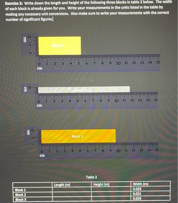 Solved Exercise 2: Write down the length and height of the | Chegg.com