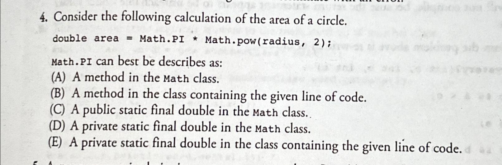 Solved Consider the following calculation of the area of a | Chegg.com