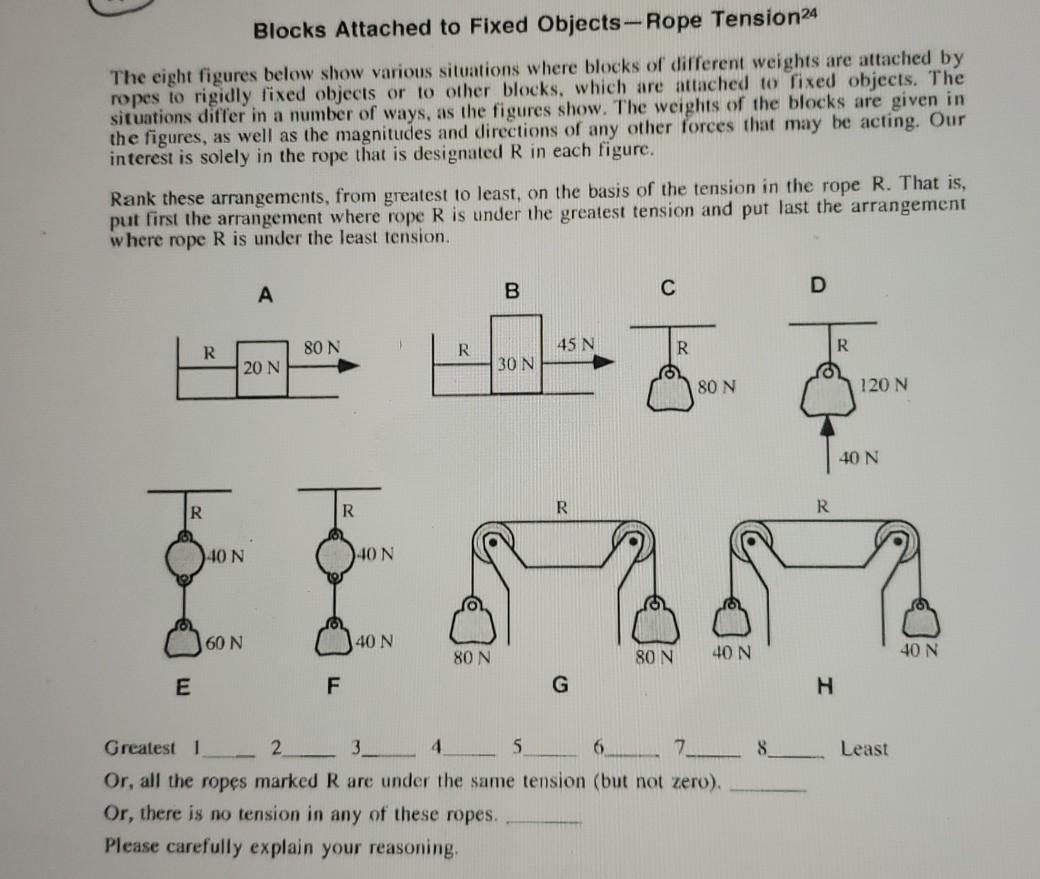 Solved Blocks Attached to Fixed Objects-Rope Tension24 The | Chegg.com
