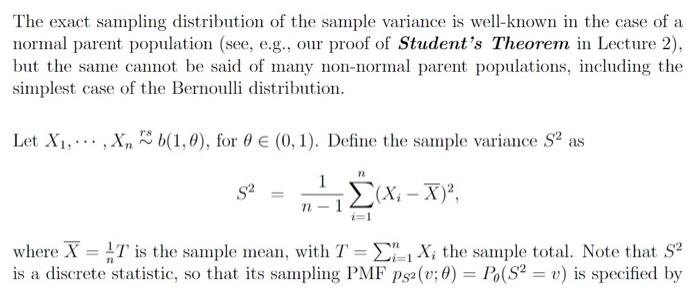 The exact sampling distribution of the sample | Chegg.com
