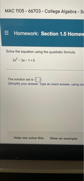 Solved MAC 1105-66703 - College Algebra - Su Homework: | Chegg.com