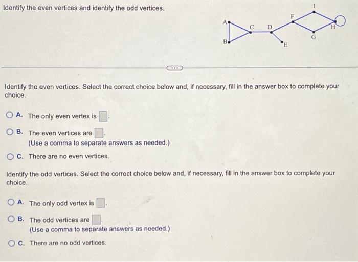 Solved Identify the even vertices and identify the odd | Chegg.com