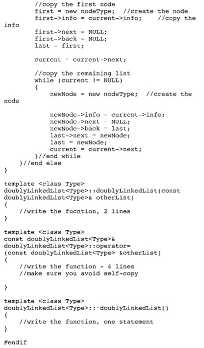 Solved Download the header file doublyLinked List.h 1. Write | Chegg.com
