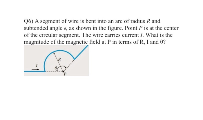Solved Q6) A segment of wire is bent into an arc of radius R | Chegg.com