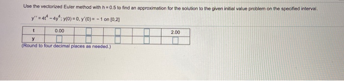 Solved Use the vectorized Euler method with h=0.5 to find an | Chegg.com