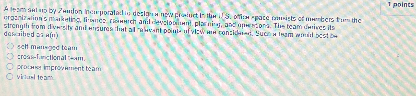 Solved A team set up by Zendon Incorporated to design a new | Chegg.com