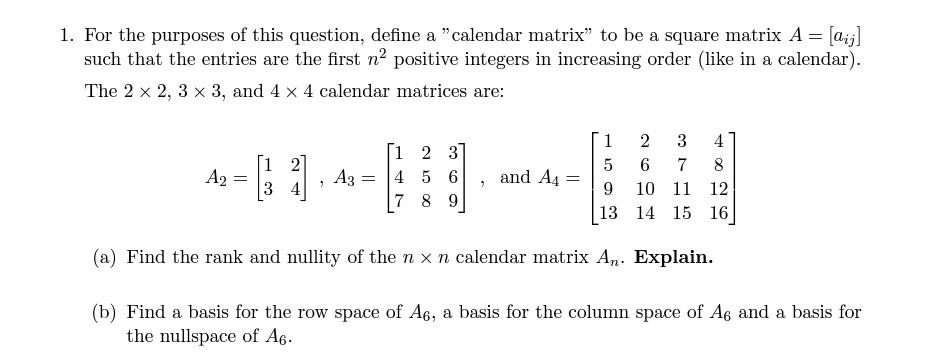 Solved For the purposes of this question, define a "calendar | Chegg.com