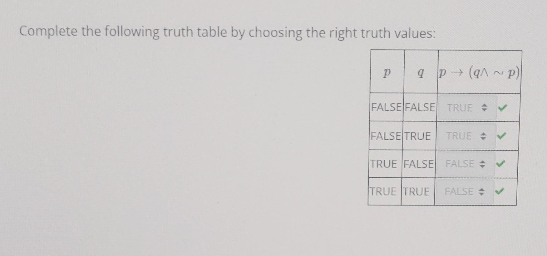 Solved Complete the following truth table by choosing the | Chegg.com