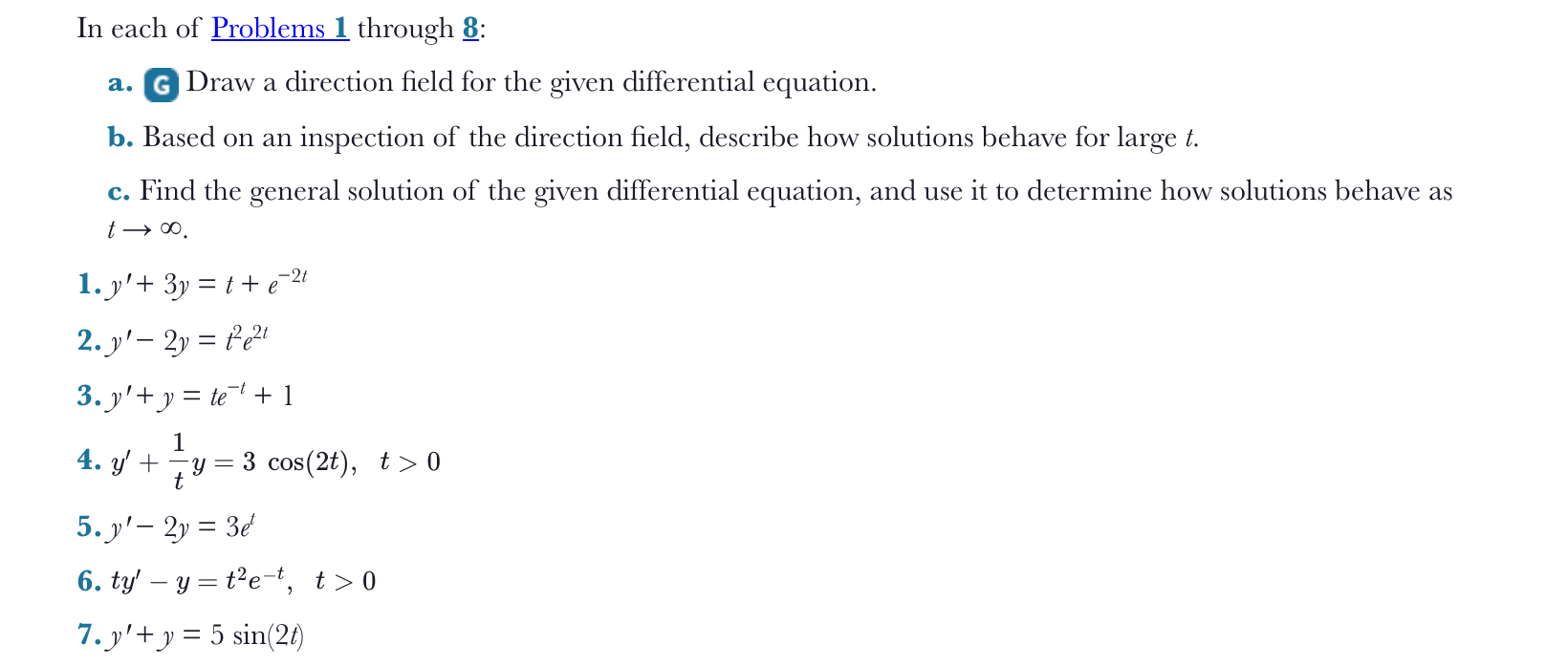 Solved please do questions 5 ﻿&7In each of Problems 1 | Chegg.com