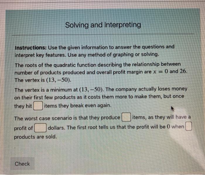 Solved Solving and Interpreting Instructions: Use the given | Chegg.com Solved Solving and Interpreting Instructions: Use the given | Chegg.com