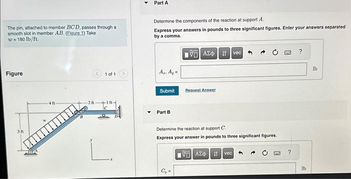 Solved Determine the components of the reaction at support A | Chegg.com