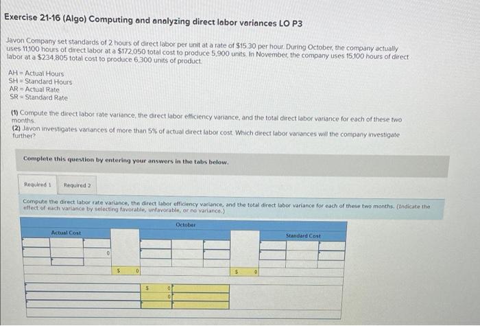 Solved Exercise 21-16 (Algo) Computing and analyzing direct | Chegg.com