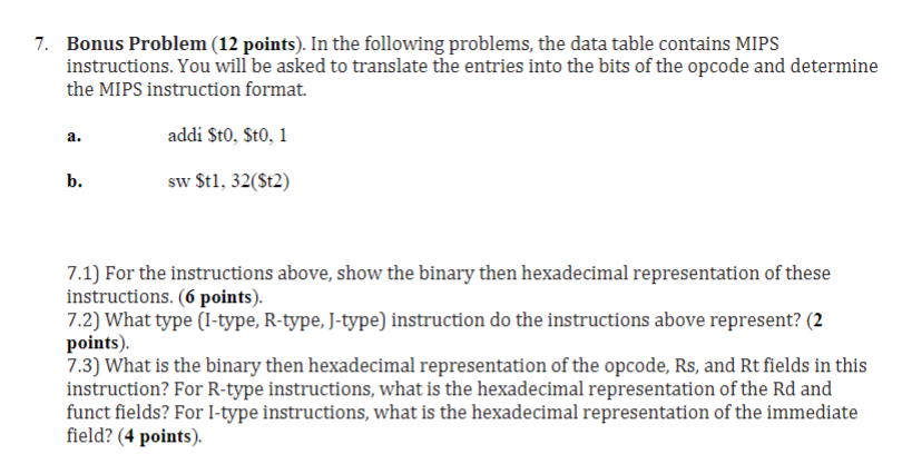 Solved Bonus Problem (12 ﻿points). ﻿In the following | Chegg.com