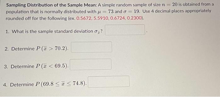Solved Sampling Distribution of the Sample Mean: A simple | Chegg.com