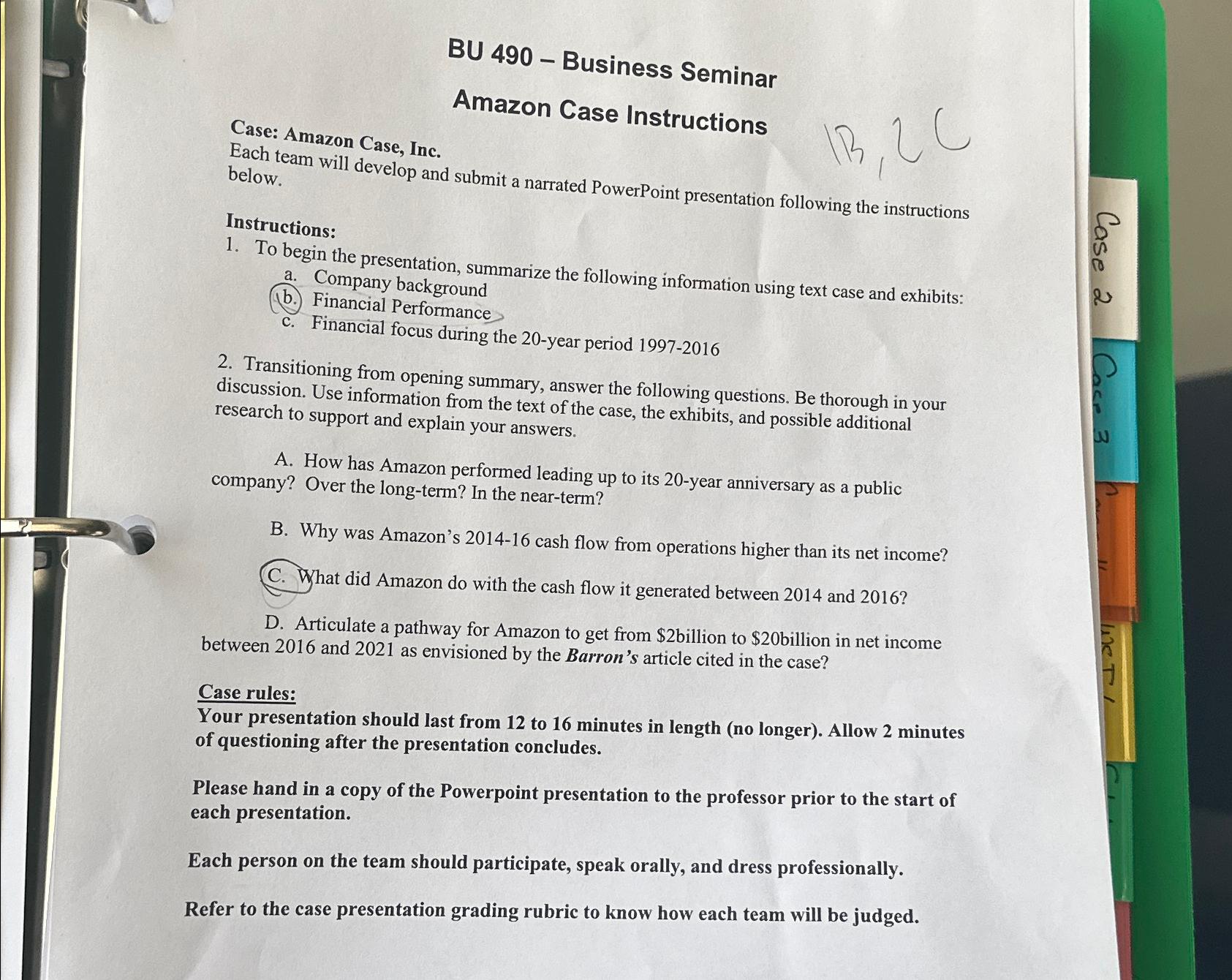 Solved BU 490 - ﻿Business SeminarAmazon Case | Chegg.com