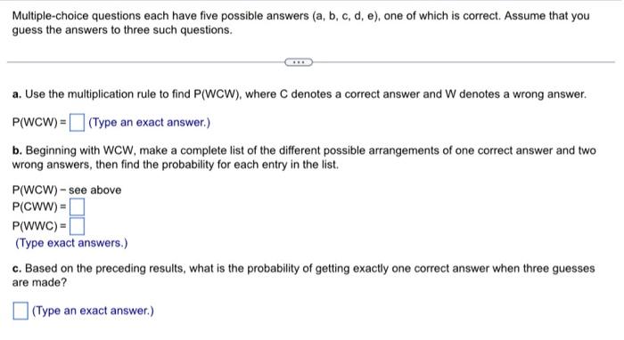 Solved Multiple-choice questions each have five possible | Chegg.com