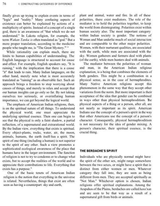 Solved OT 9 6: THE BERDACHE TRADITIONS should be read as | Chegg.com