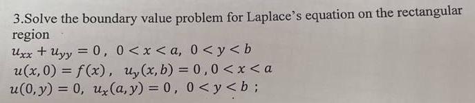 Solved 3. Solve the boundary value problem for Laplace's | Chegg.com
