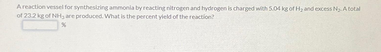 Solved A reaction vessel for synthesizing ammonia by | Chegg.com