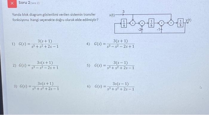 Solved Yanda blok diagram gösterilimi verilen sistemin | Chegg.com