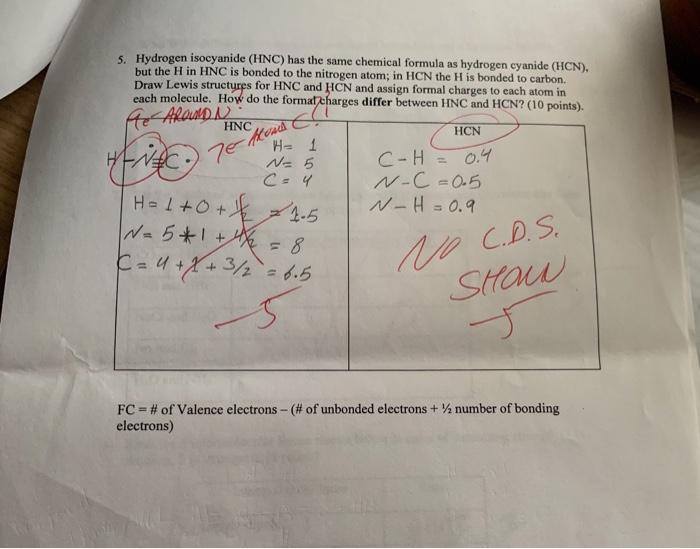 Solved 5. Hydrogen isocyanide (HNC) has the same chemical | Chegg.com