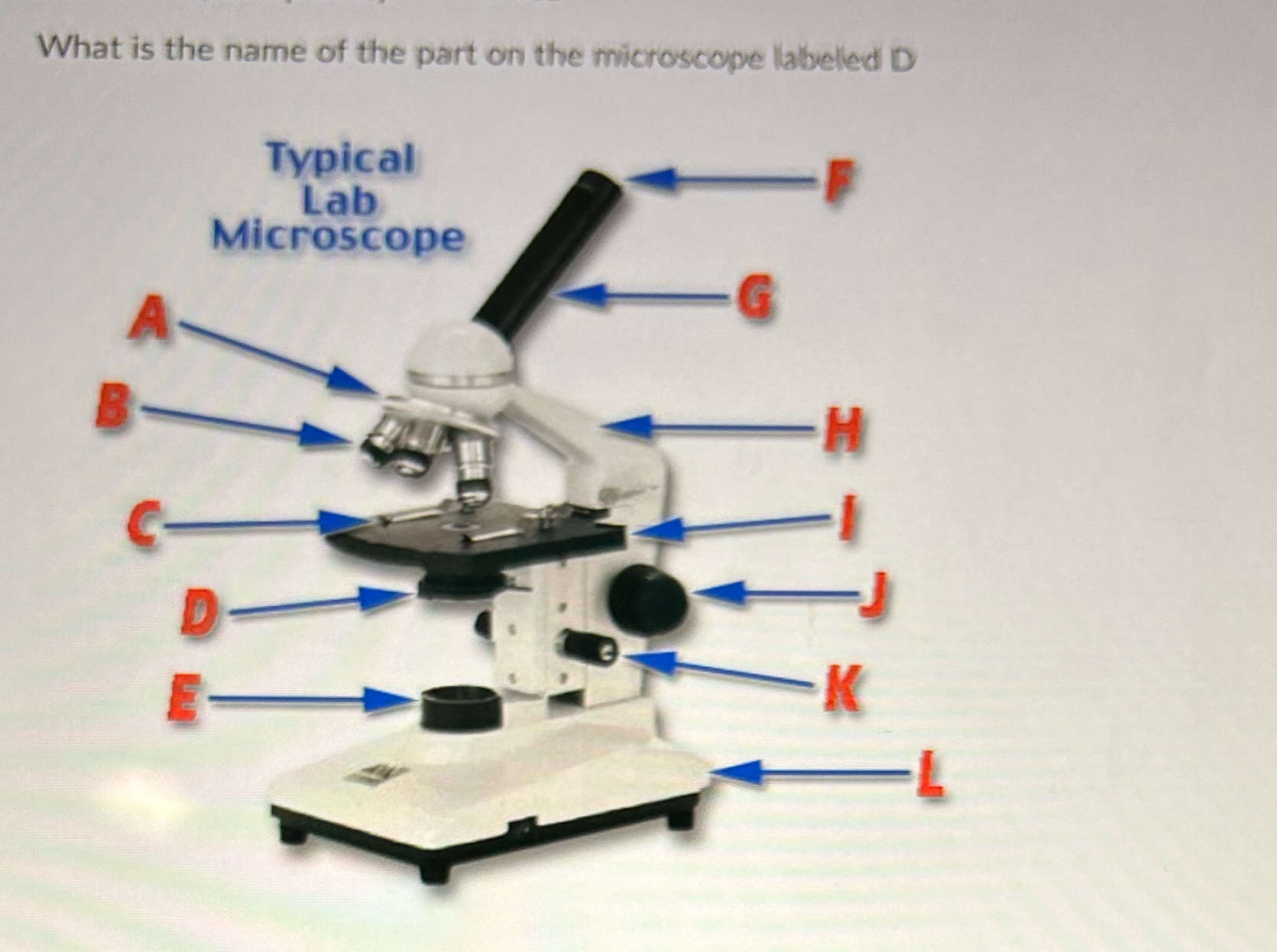 Solved What is the name of the part on the microscope | Chegg.com