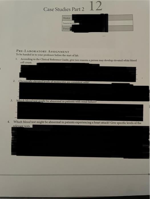 Solved Pre-Laboratory Assignment To be handed in to your | Chegg.com