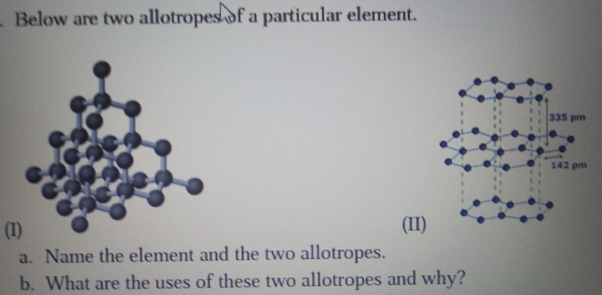 Solved Below are two allotropeshof a particular element. | Chegg.com Solved Below are two allotropeshof a particular element. | Chegg.com