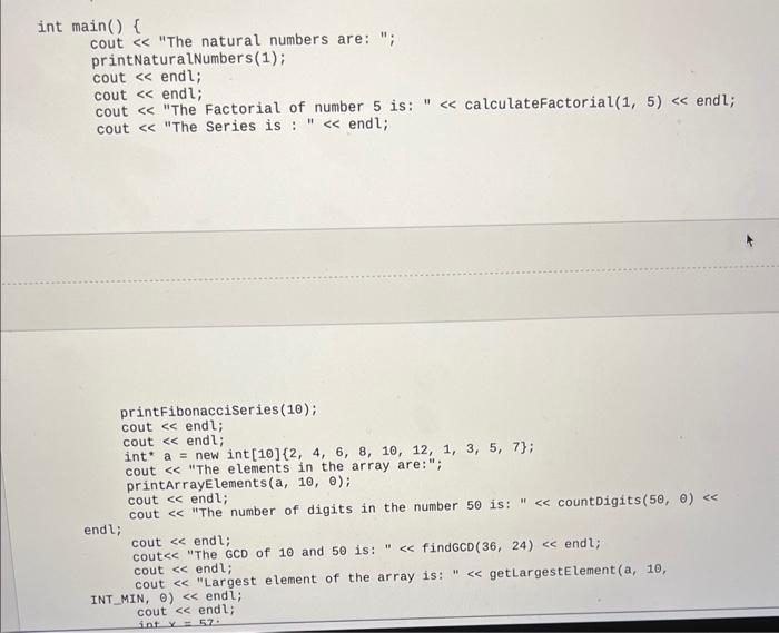 Solved 1. Write a program in C++ to print first 50 natural | Chegg.com