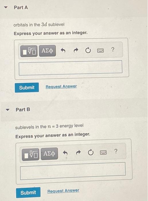 Solved orbitals in the 3d sublevel Express your answer as an | Chegg.com