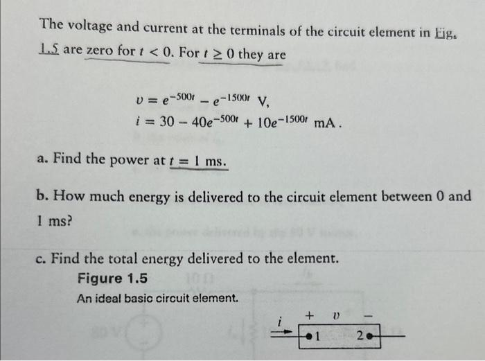 Solved The voltage and current at the terminals of the | Chegg.com